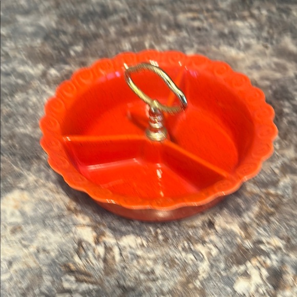 Accents | Vintage Midcentury Orange Divided Serving Dish With Handle ...